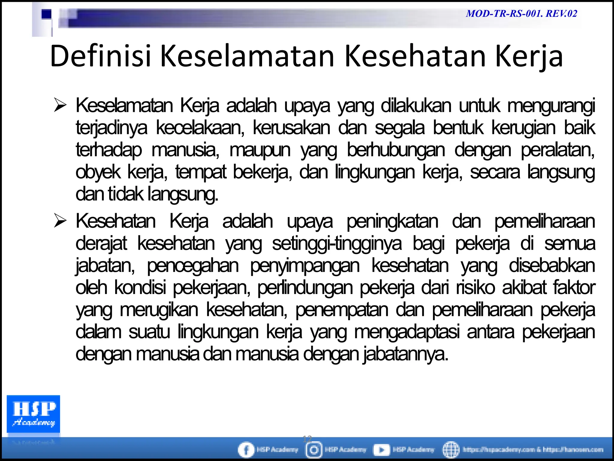 01. Regulasi dan Standar K3 Rumah Sakit. | PPTX