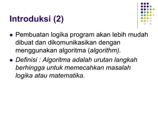 01. Dasar-dasar Algoritma Pemrograman menggunakan Visual Basic | PPT