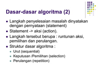 01. Dasar-dasar Algoritma Pemrograman menggunakan Visual Basic | PPT
