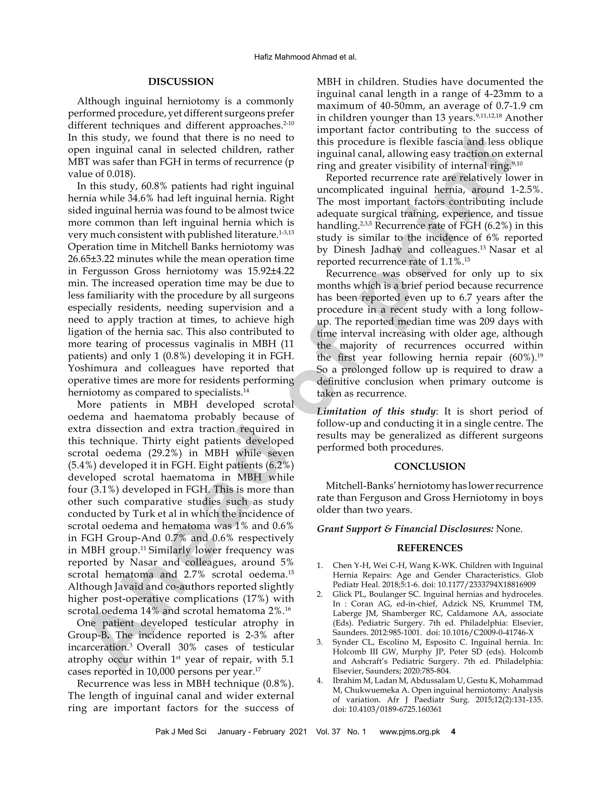 Comparison of Mitchell bank Vs Ferguson gross Herniotomy | PDF