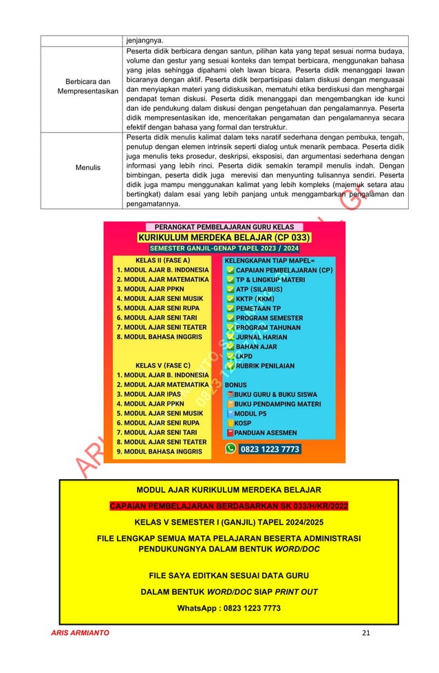 MODUL AJAR BAHASA INDONESIA KELAS 5 KURIKULUM MERDEKA.pdf