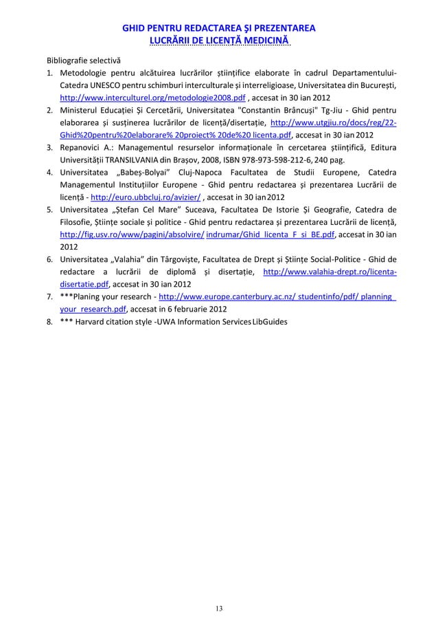 ghid pentru redactarea si prezentarea lucrarii de licenta | PDF