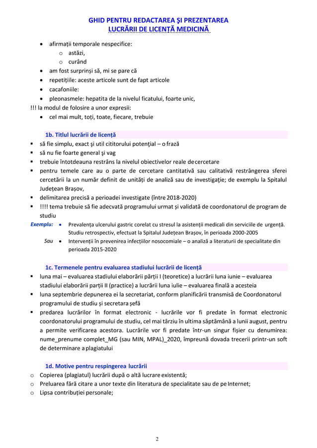 ghid pentru redactarea si prezentarea lucrarii de licenta | PDF