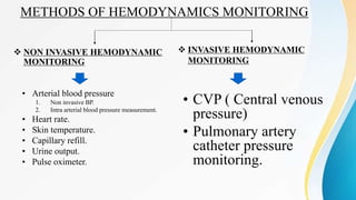 SEMINAR ON HEMODYNAMIC MONITORING ; INVASIVE AND NON INVASIVE | PPTX | First Aid | Injuries