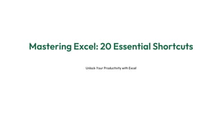 Basic shortcuts Of Microsoft Excel for working professional | PPT