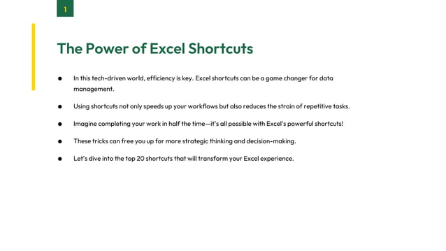 Basic shortcuts Of Microsoft Excel for working professional | PPT