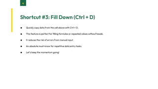 Basic shortcuts Of Microsoft Excel for working professional | PPT