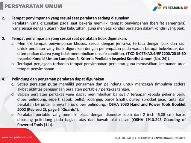LSR PERTAMINA CLSR - Tools & Equipment.ppt