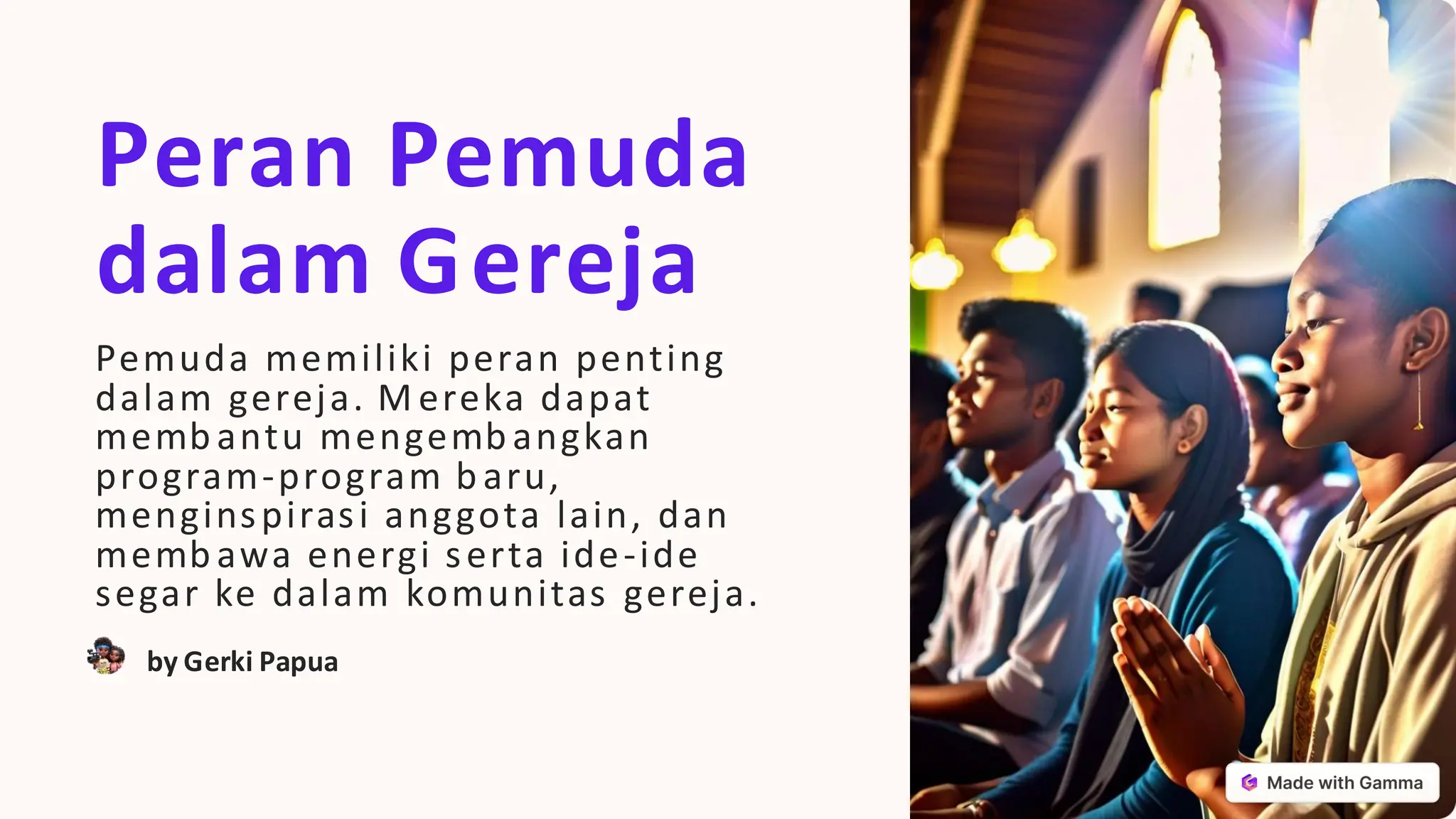 01. Peran Pemuda dalam Gereja Materi Multimedia Pemuda Gereja | PDF