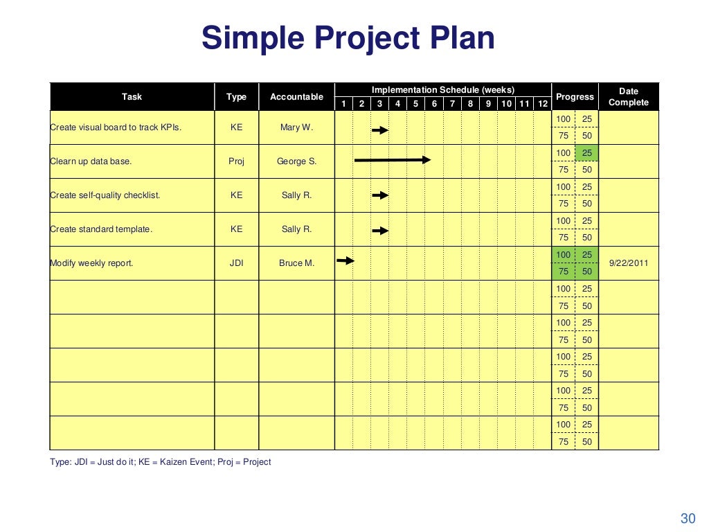 Simple Project Plan Task Type