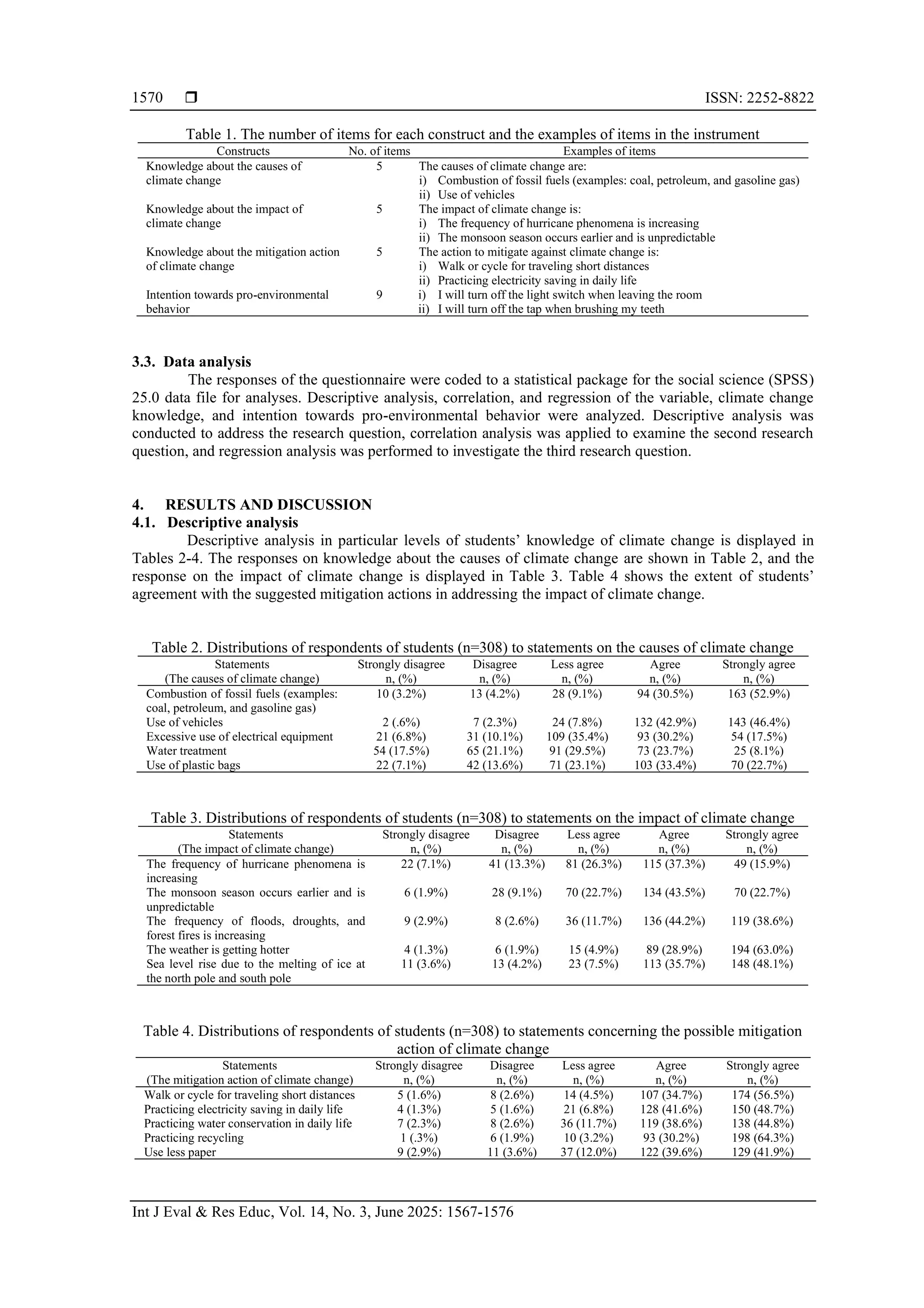 Evaluating the influence of climate change knowledge on intention ...