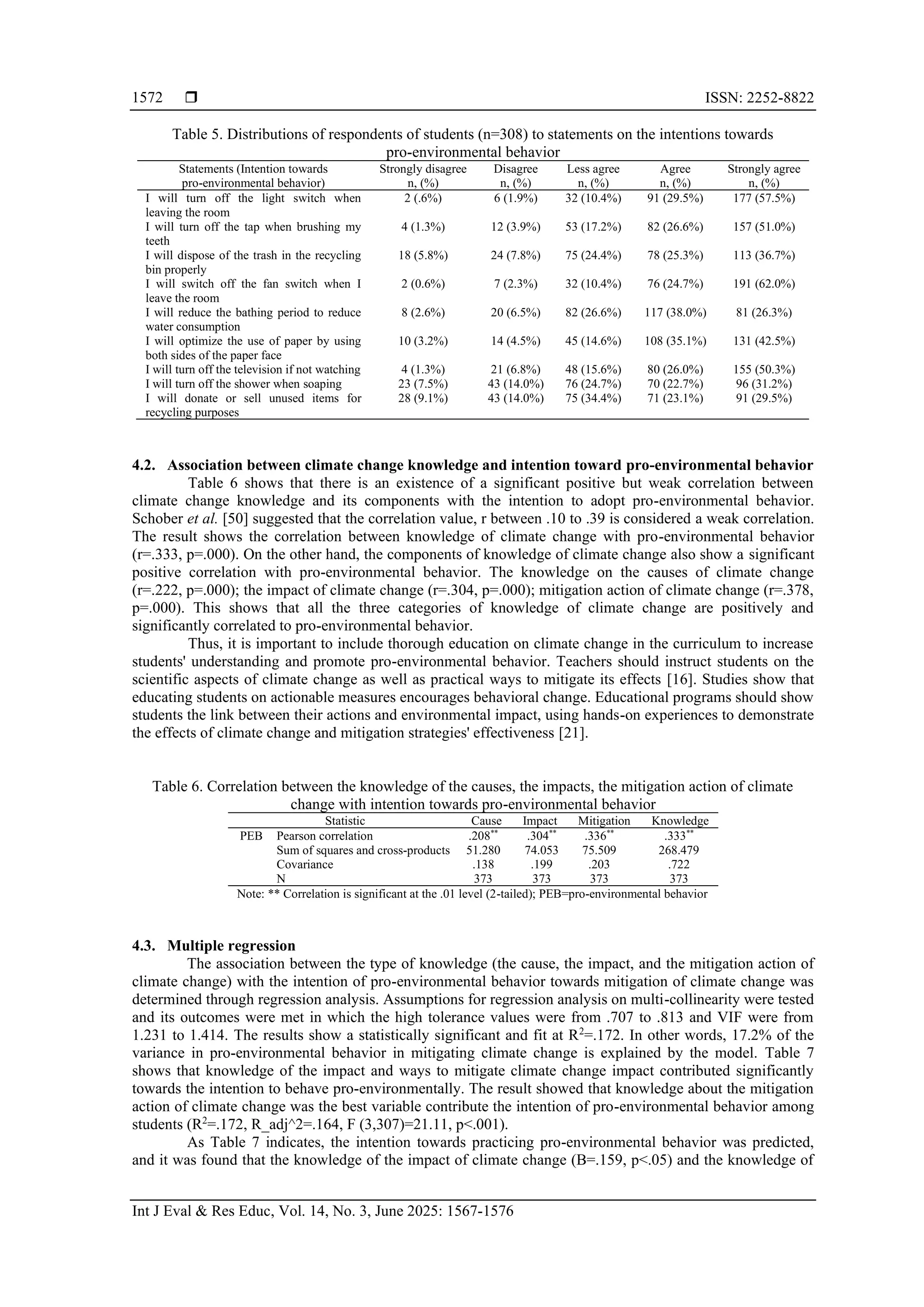Evaluating the influence of climate change knowledge on intention ...