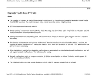 AUDI A4 B5 1.8L 1996 ELECTRICAL EQUIPMENT 01 84 multi-function steering ...