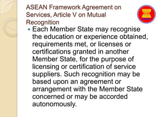 The ASEAN Mutual Recognition Agreement Framework: Challenges and ...