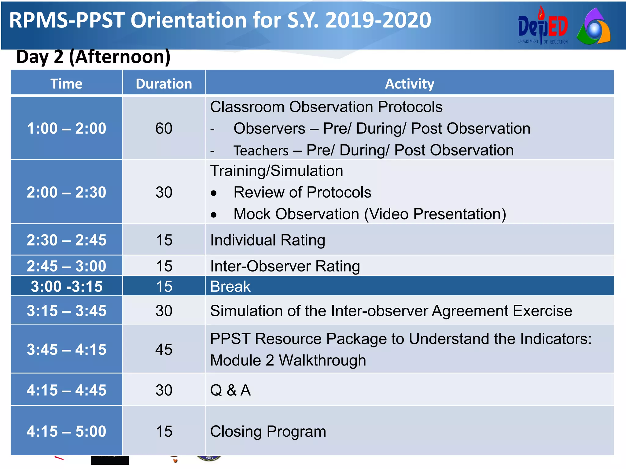 01 BHROD PPST-RPMS Preliminary for Orientation sy 2019-2020 | PDF