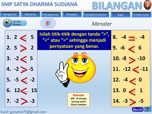 01 bilangan - p pt 1 membandingkan bilangan bulat | PPSX