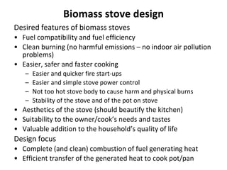 biomass fuels and cook stoves | PPTX