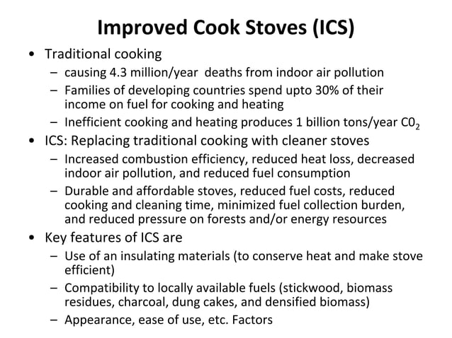 biomass fuels and cook stoves | PPTX | Power and Energy Industry ...