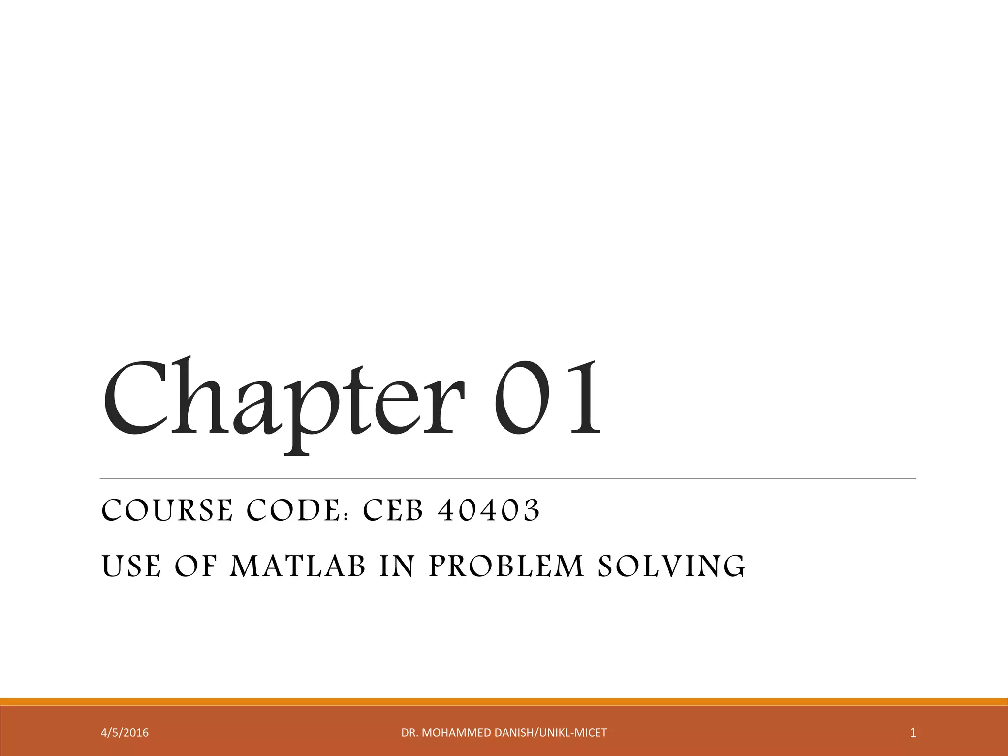 01 Chapter MATLAB introduction | PPT