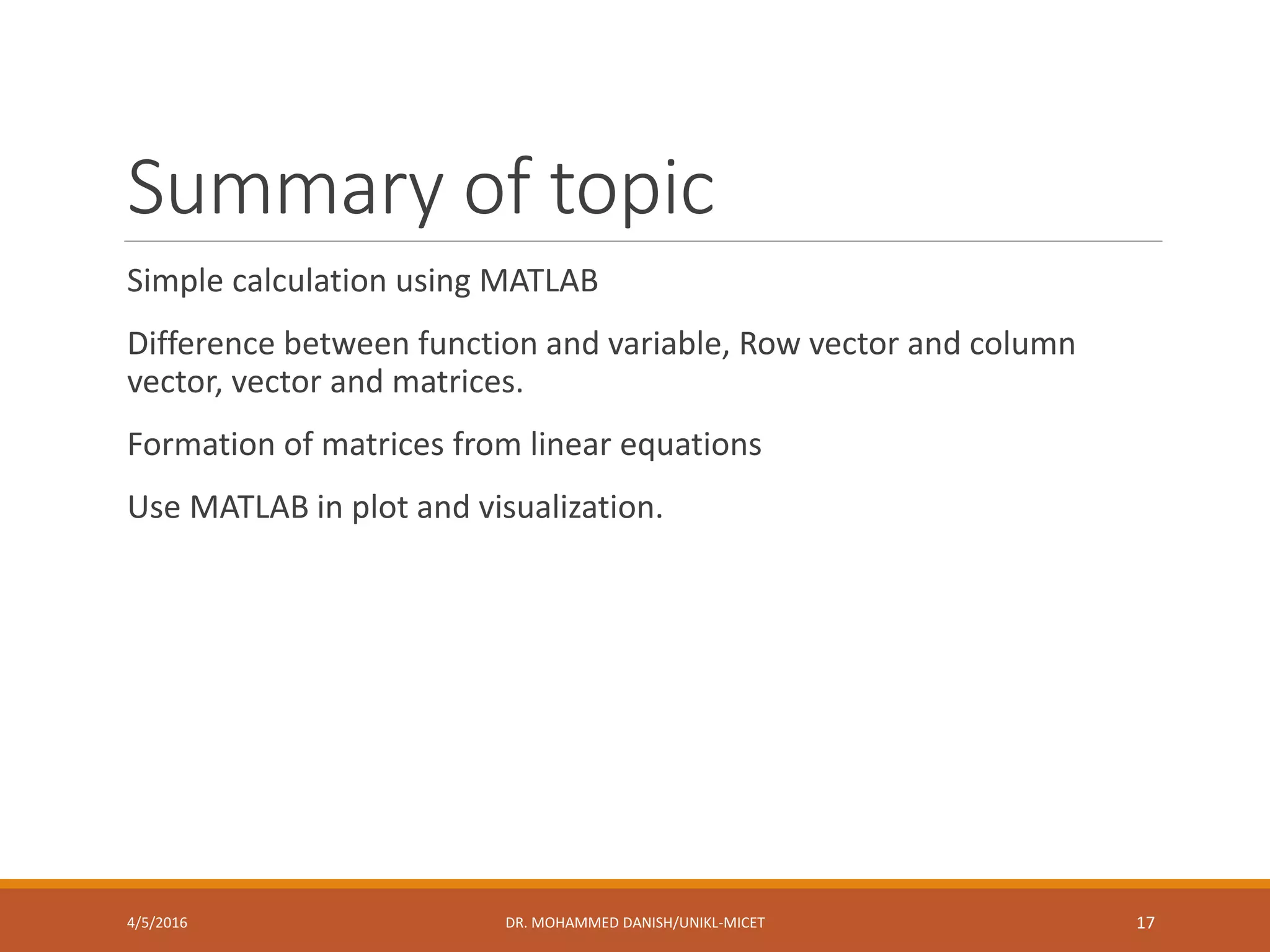 01 Chapter MATLAB introduction | PPT