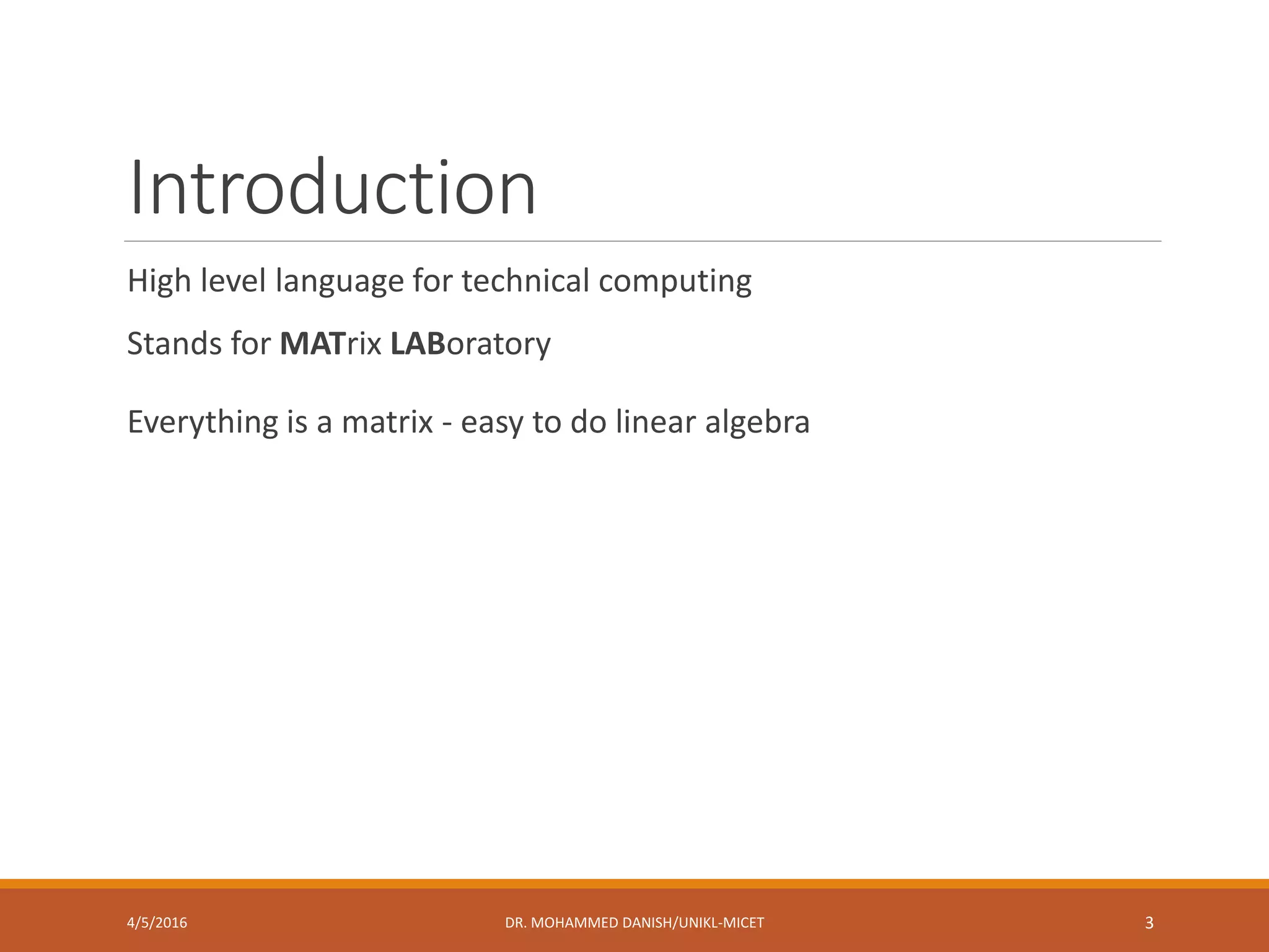 01 Chapter MATLAB introduction | PPT