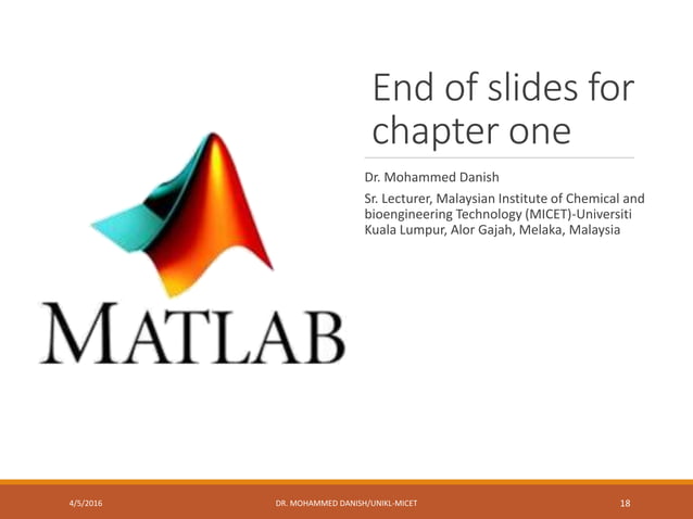 01 Chapter MATLAB introduction | PPT