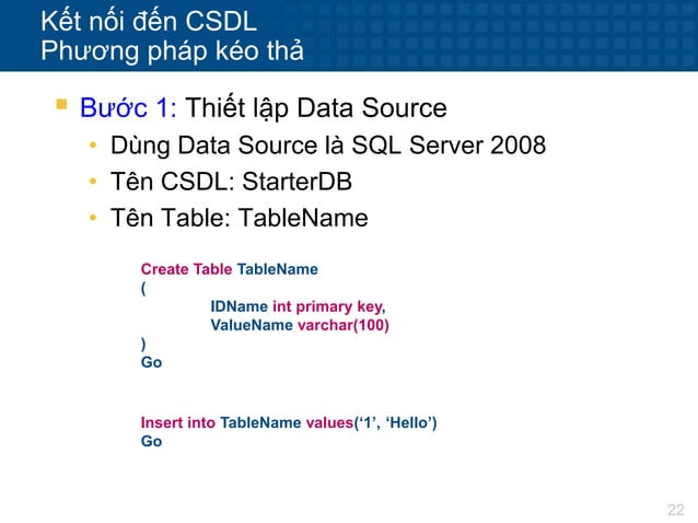 01 chuong 1 - gioi thieu ado.net va ket noi den csdl | PPT