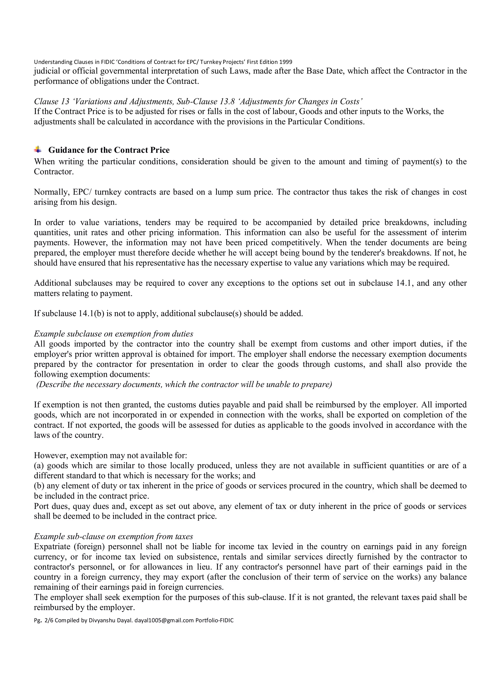 Clause 14.1 The Contract Price- Understanding Clauses in FIDIC ...