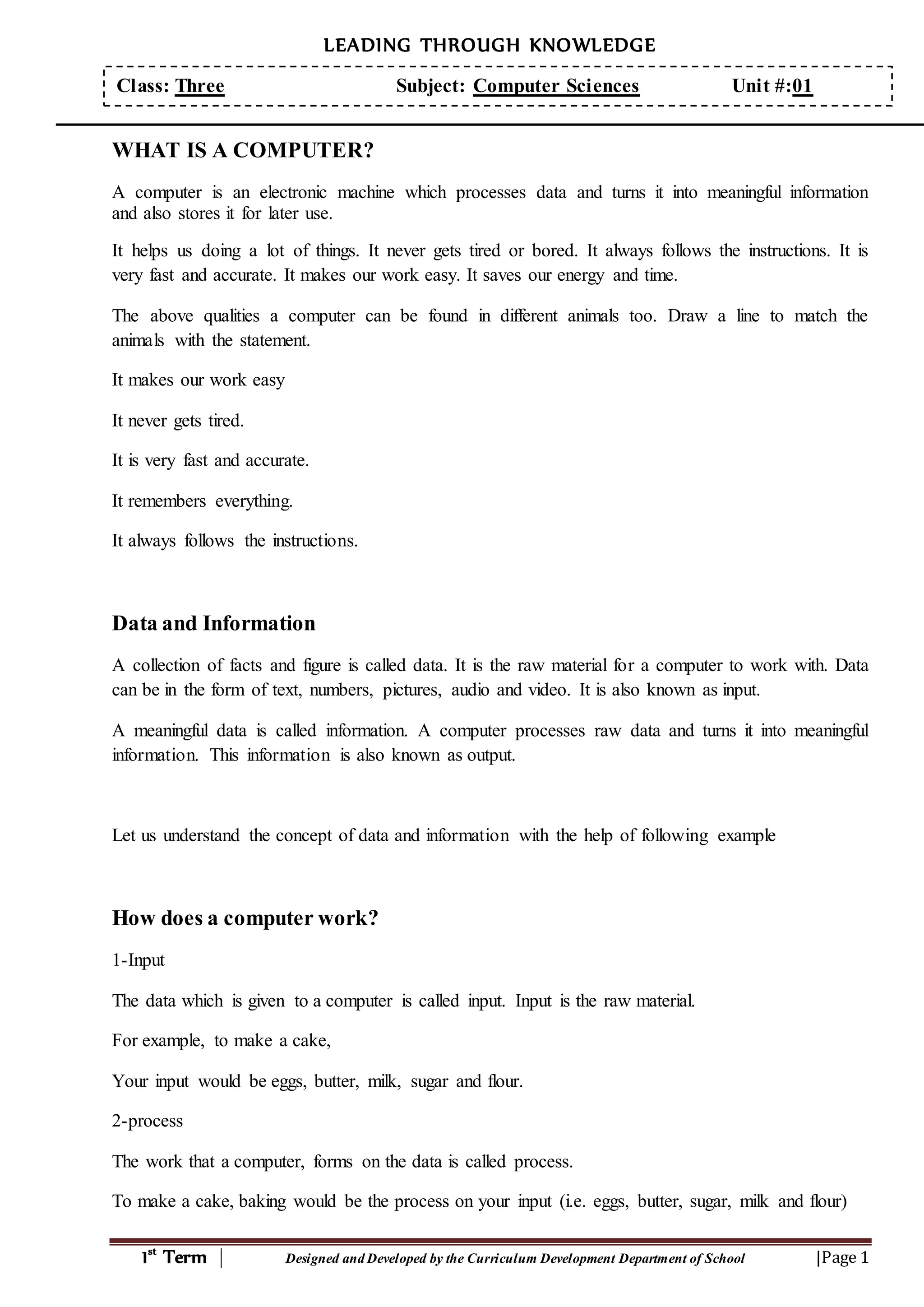 ch 01 ----class three----now your computer | DOCX | Computer Peripherals | Computing