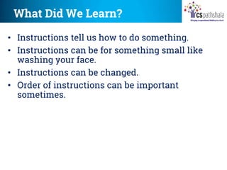 Understanding Simple Instructions | PPTX