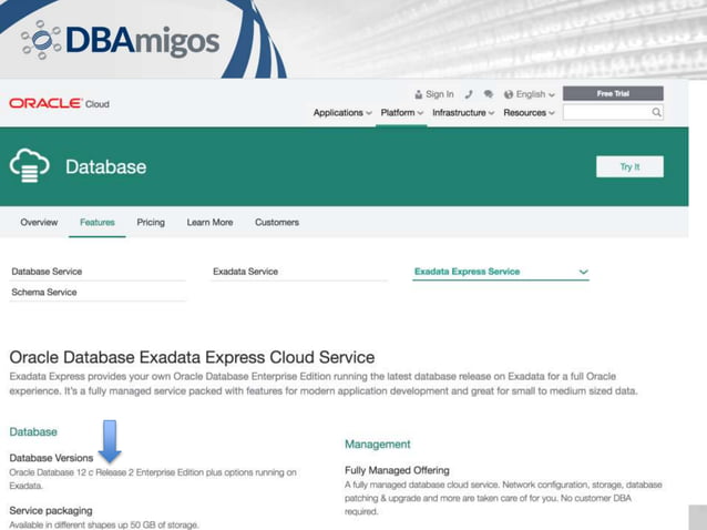 Oracle Database 12c Release 2 - New Features On Oracle Database Exadata Express Cloud Service | PPTX
