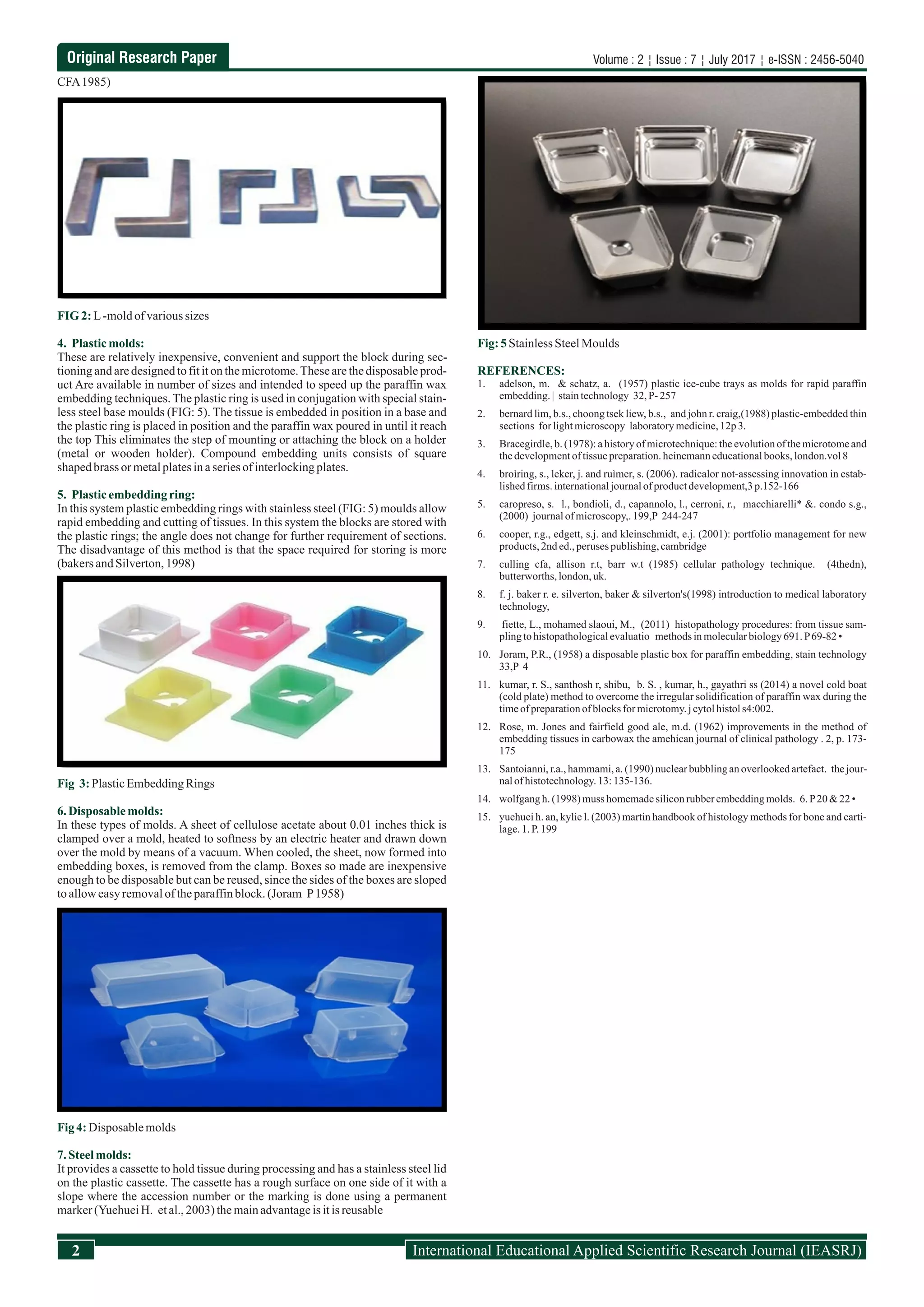 EMBEDDING MOLDS – A REVIEW AND PROPOSED CLASSIFICATION | PDF