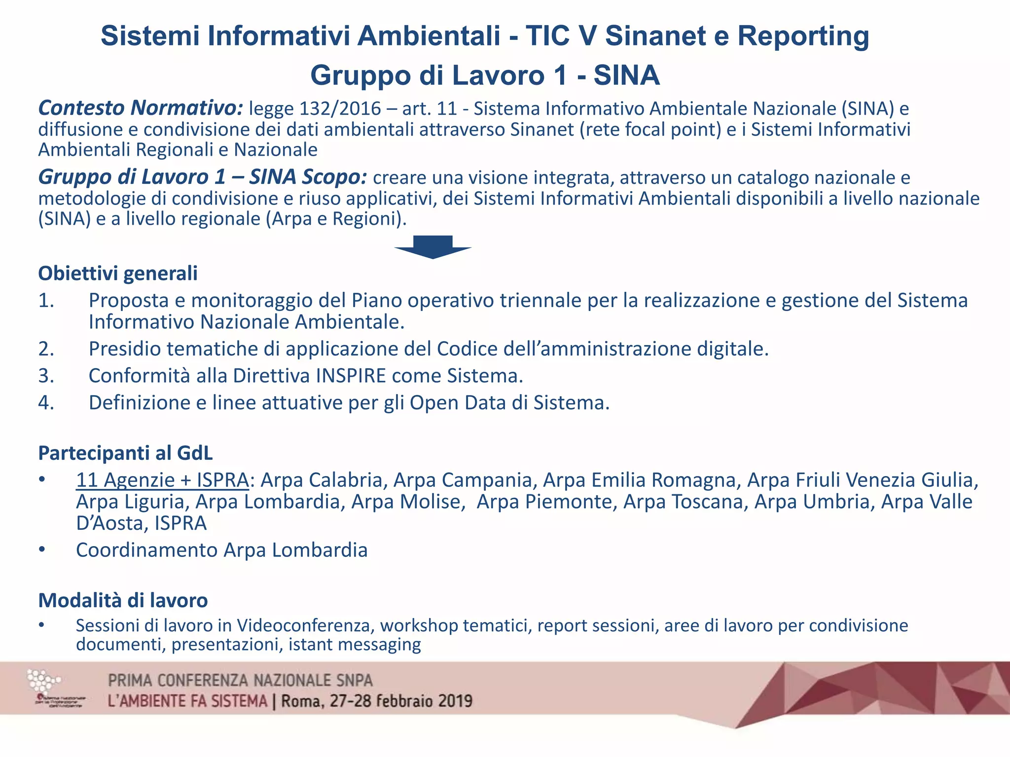 Il Sistema Informativo Nazionale Ambientale – SINA | PPTX