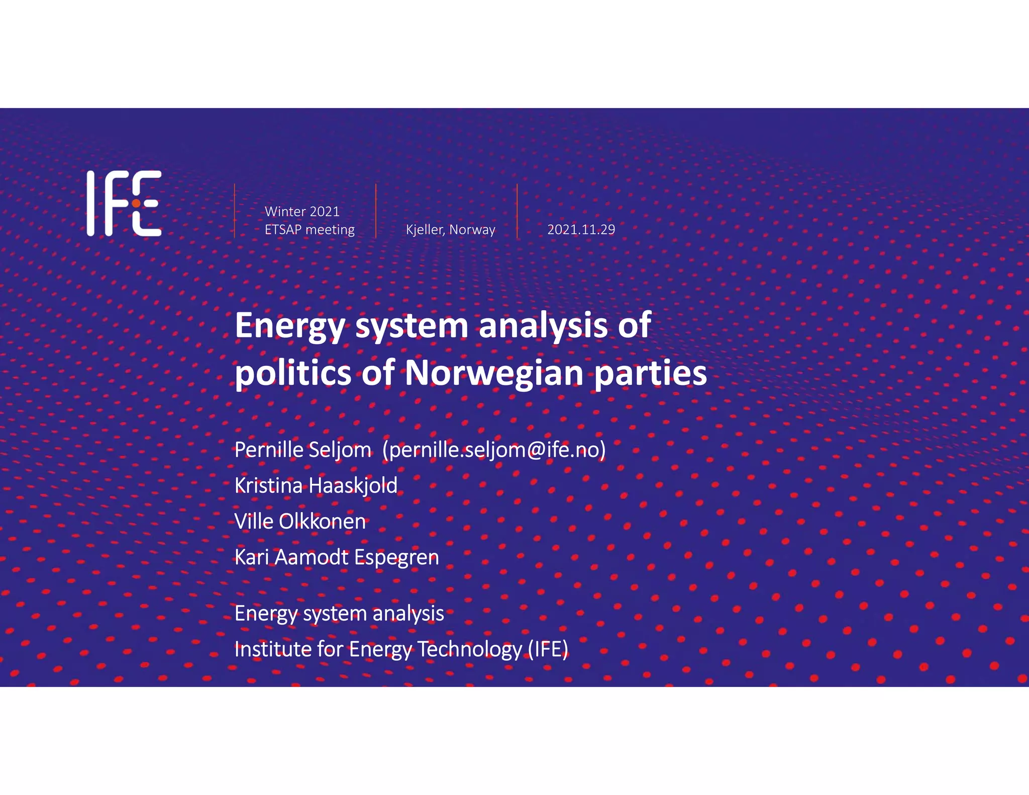 Energy system analysis of politics of Norwegian parties | PDF
