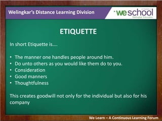 Etiquette | PPTX