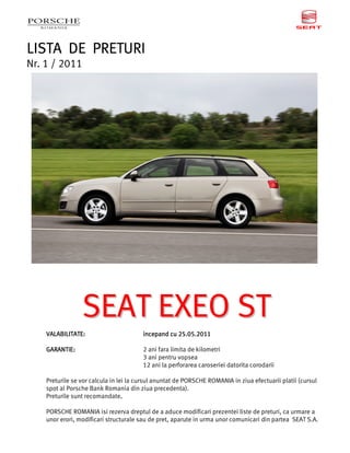 Lista de Preturi Seat Exeo | PDF