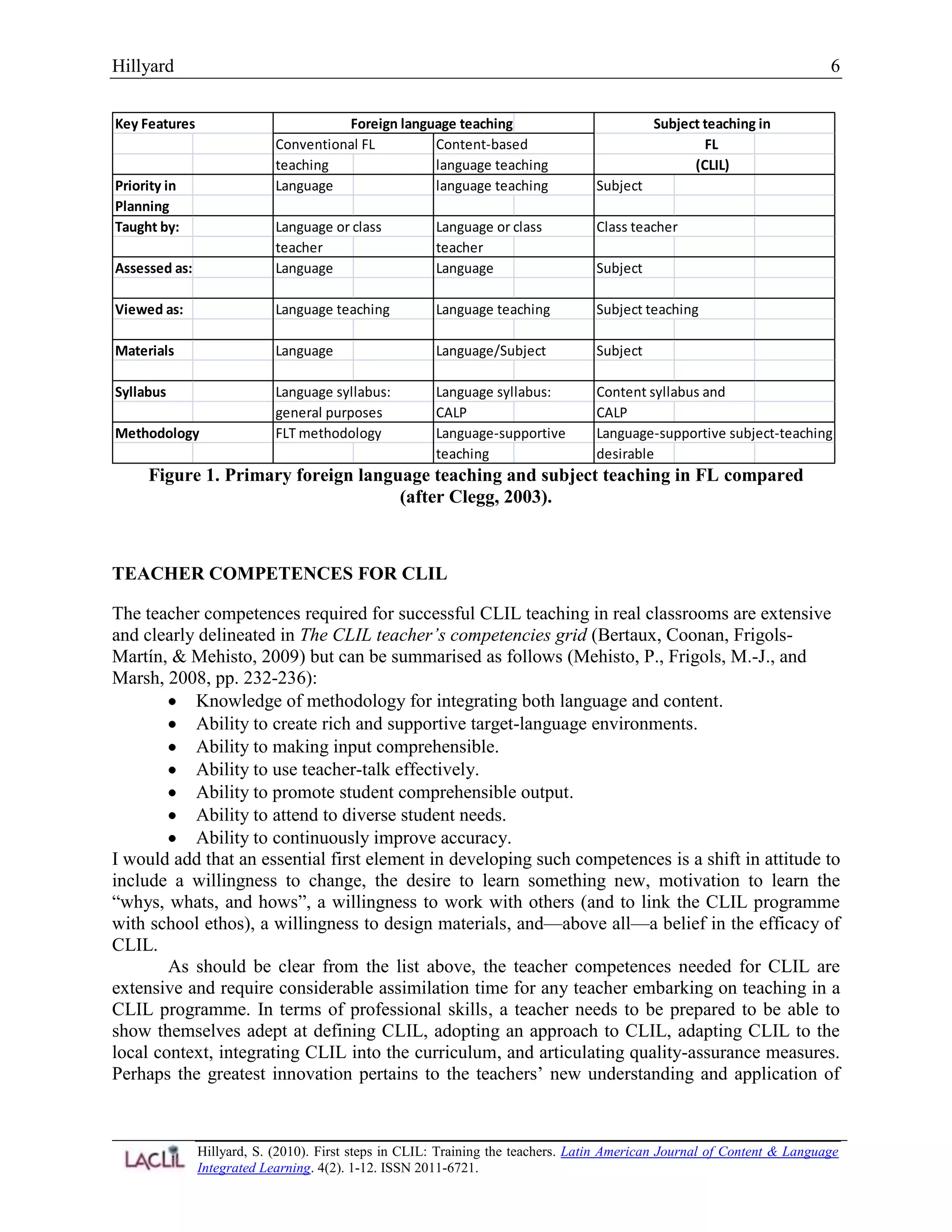 First Steps in CLIL - Training the teachers | DOCX