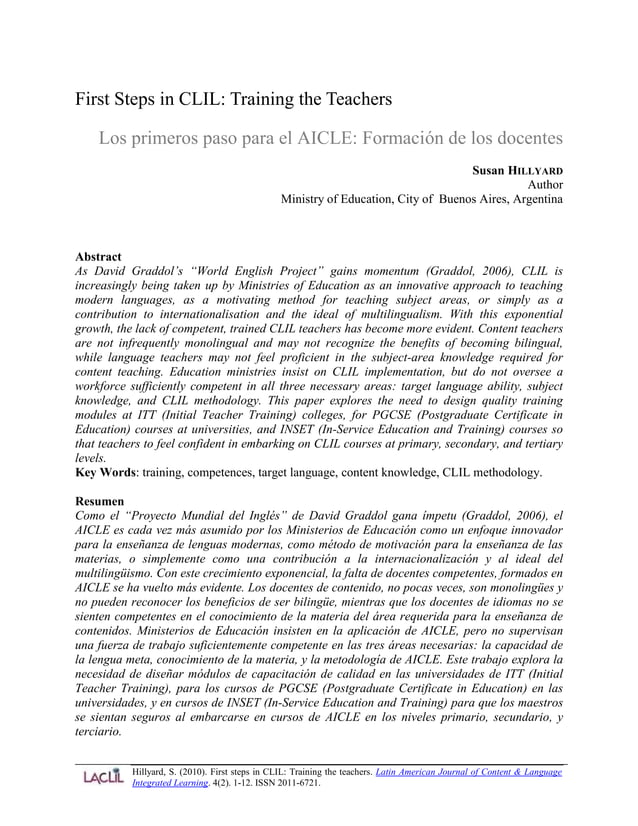 First Steps in CLIL - Training the teachers | PDF