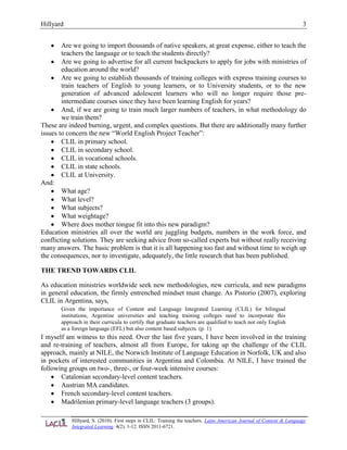 First Steps in CLIL - Training the teachers | DOCX