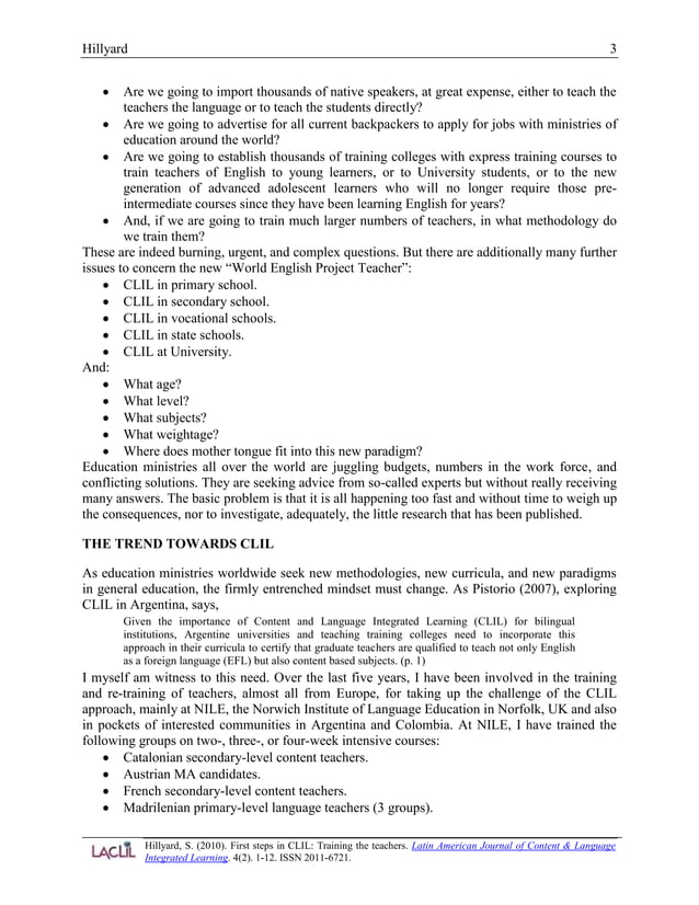 First Steps in CLIL - Training the teachers | PDF