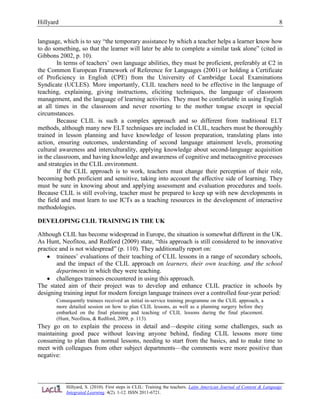 First Steps in CLIL - Training the teachers | DOCX