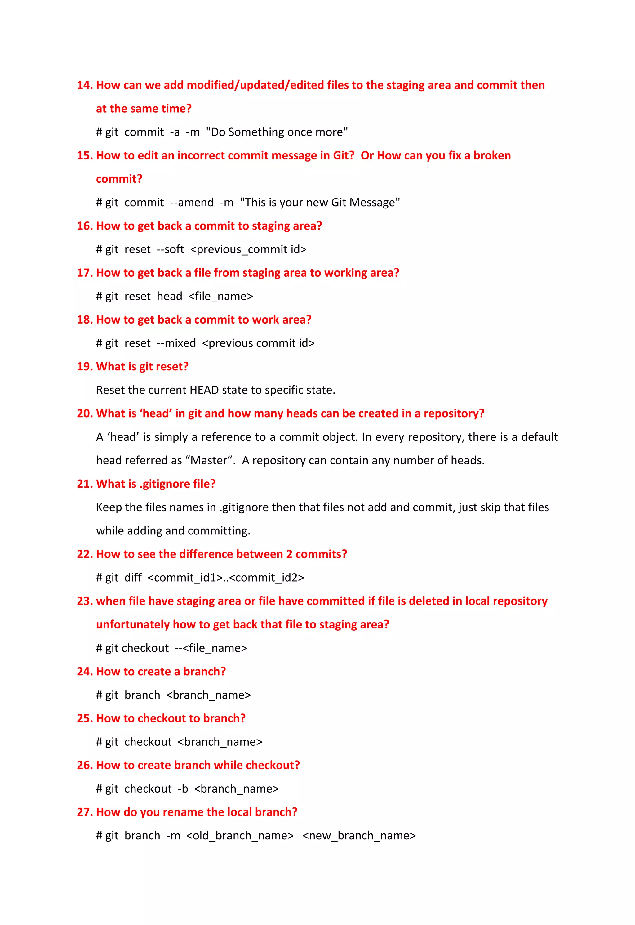 01 Git Interview Questions And Answers Pdf Operating Systems Computer Software And Applications