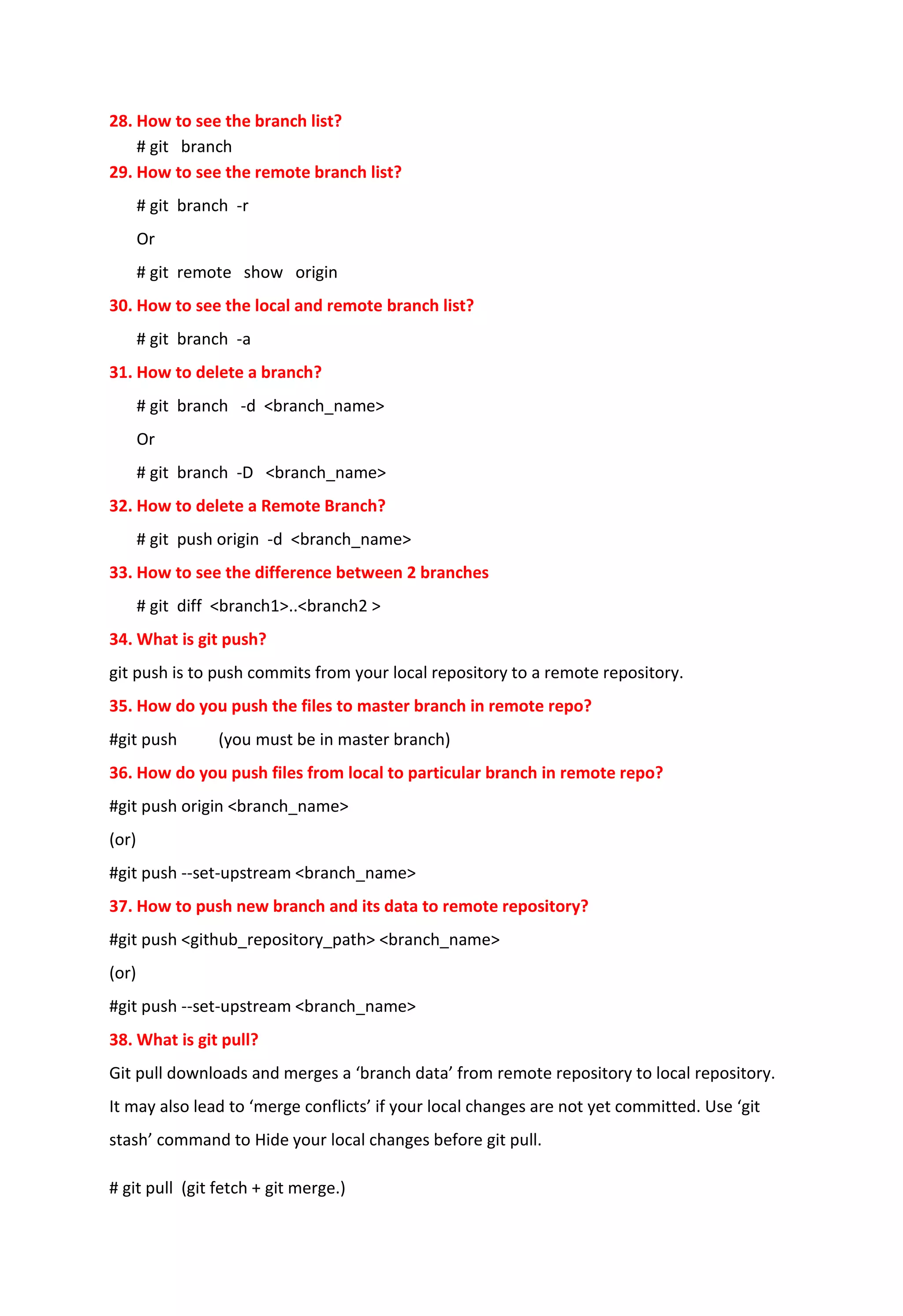01 Git Interview Questions And Answers Pdf Operating Systems Computer Software And Applications