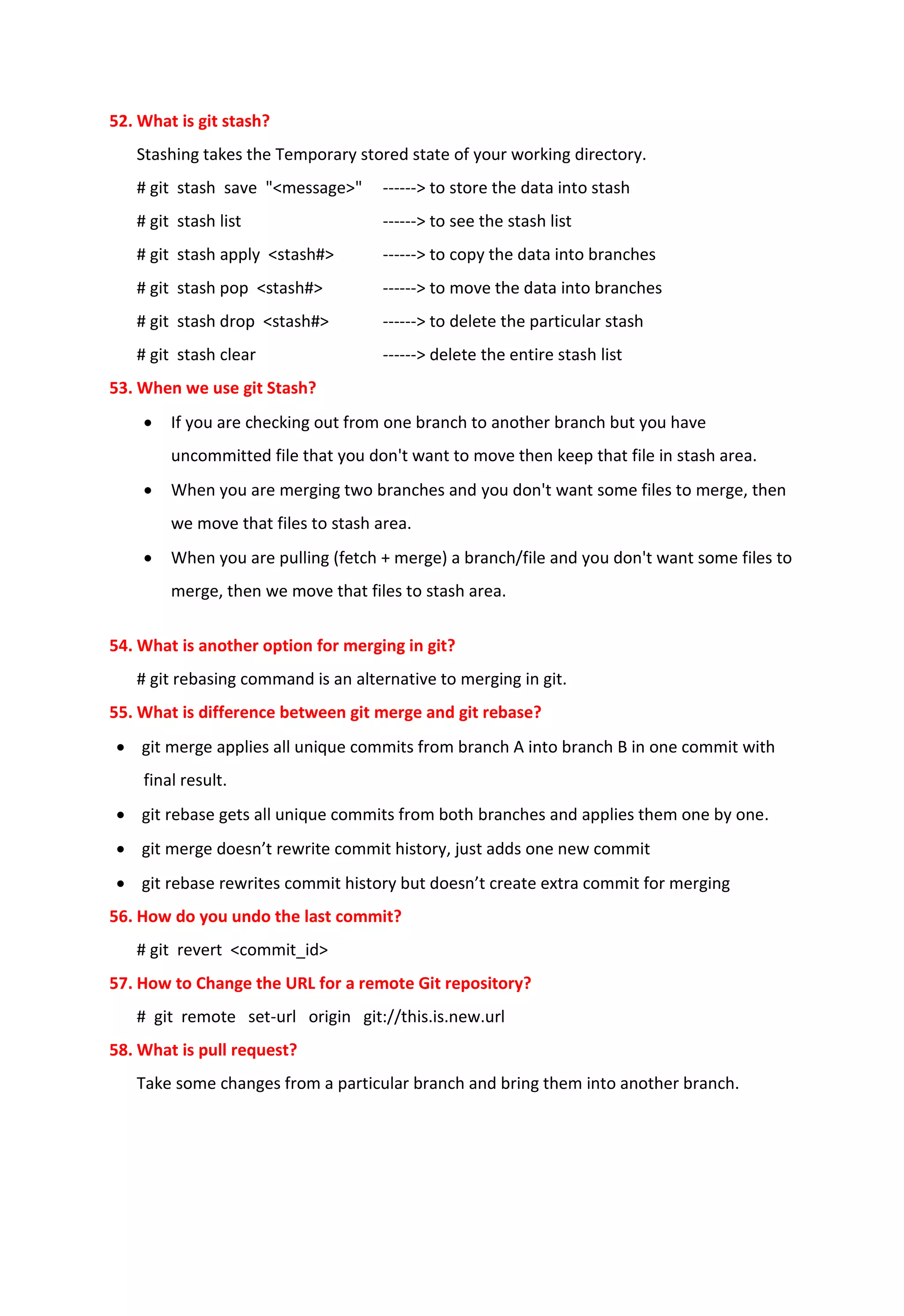 01 git interview questions & answers | PDF | Operating Systems ...