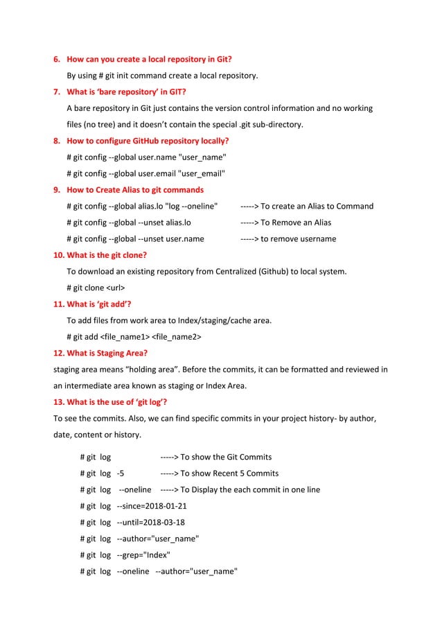 01 Git Interview Questions And Answers Pdf Operating Systems Computer Software And Applications