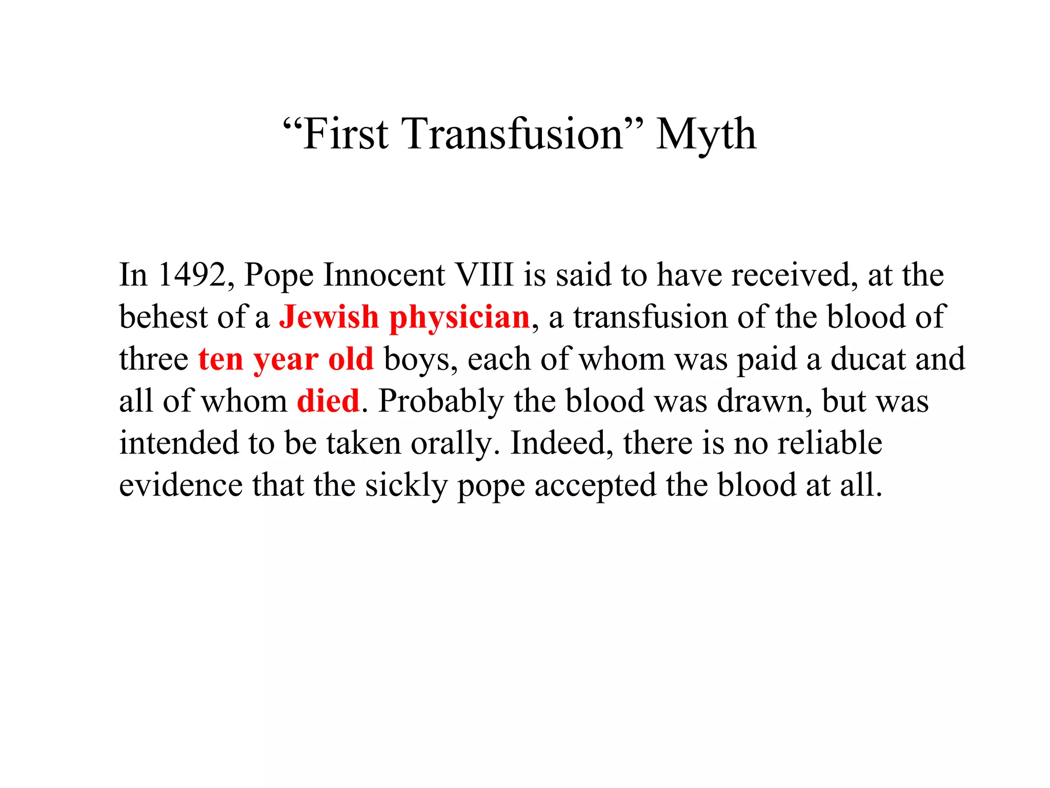 01 history of blood transfusion 6th semester | PPT