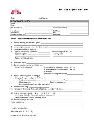 01 In Town Buyer Lead Sheet (Prompts) | DOC