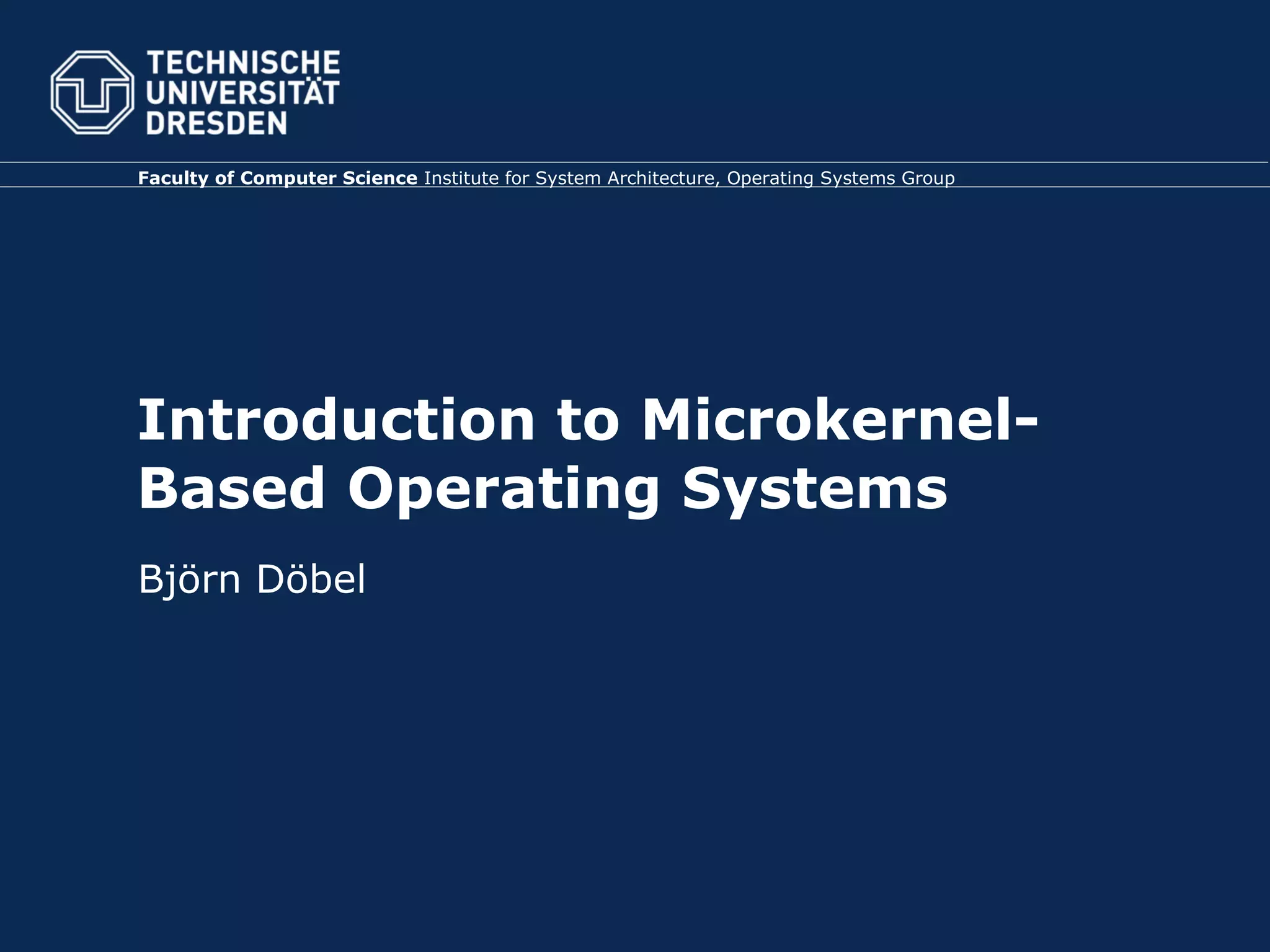 Introduction to Microkernels | PDF | Operating Systems | Computer Software and Applications