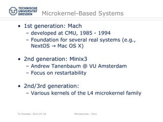 Introduction to Microkernels | PDF | Operating Systems | Computer Software and Applications