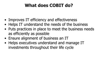 01 intro-cobit | PPT | Business Administration | Business
